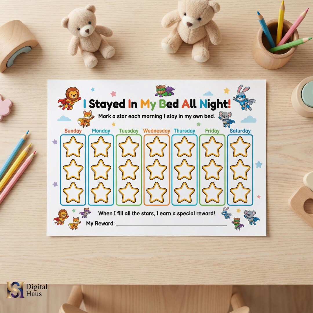 Sleep Reward Chart Kids Printable | Stay in Bed Chart Toddler | Night ...