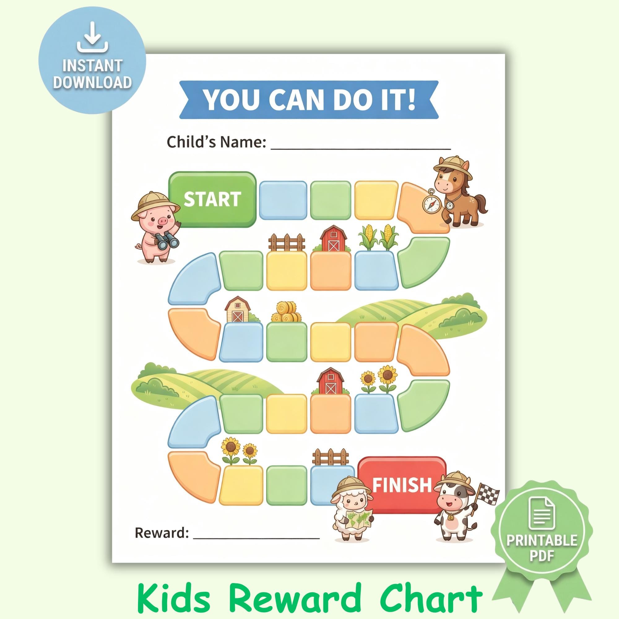 Farm Animal Reward Chart Printable for Kids | Preschooler Behavior ...