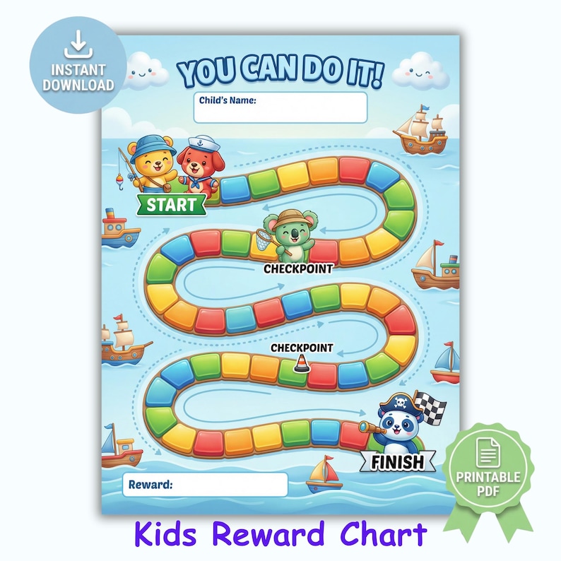 Printable Kids Reward Chart , Animal Adventure Behavior Chart for ...
