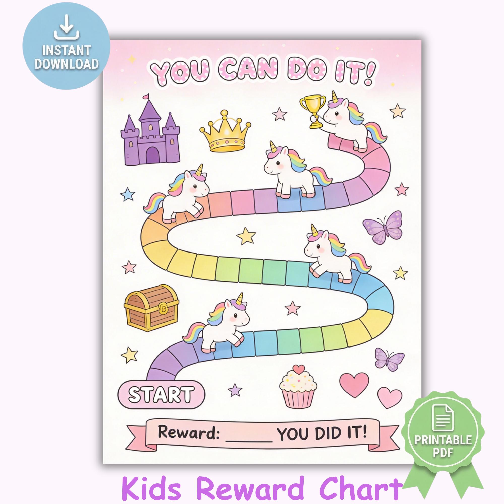 Unicorn Reward Chart Printable for Kids | Toddler Daily Routine and ...