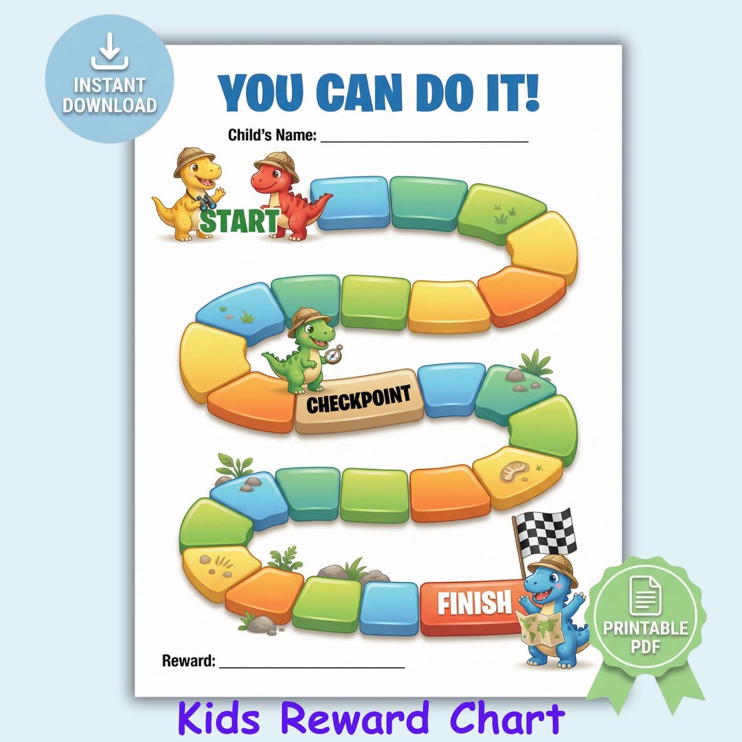 Dinosaur Reward Chart Printable | Kids Behavior Chart | Chore Chart for ...