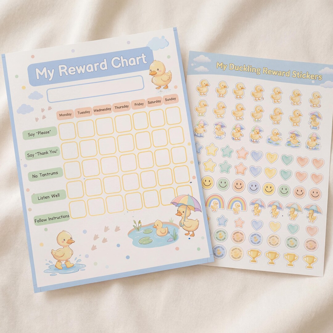 Printable Reward Chart for Kids | Toddler Reward Chart | Duck Behavior ...