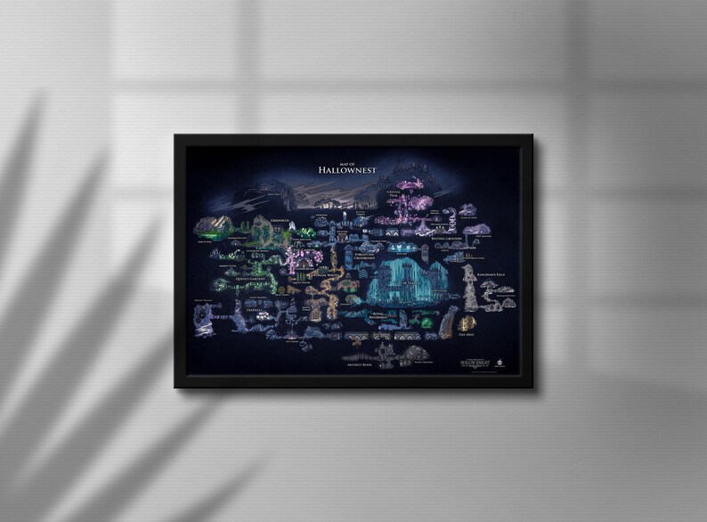 Hollow Knight Map Canvas Wall Art Hallownest World Map Dark Fantasy ...