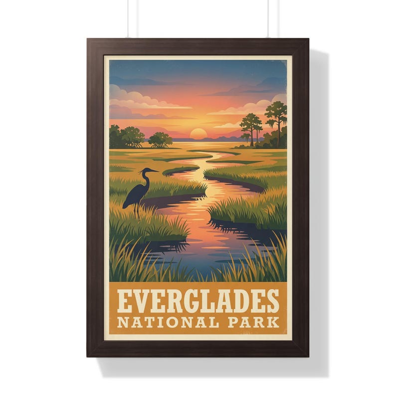 Everglades National Park Poster, Vintage Sunset Marsh Art, Florida ...