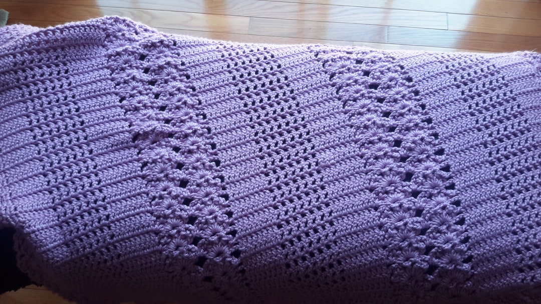 Dark Lavendar Lacey Baby Afghan - Eli - Etsy