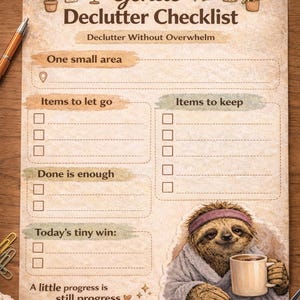 Gentle Declutter Checklist PDF, Printable Home Organization Guide (A4 ...