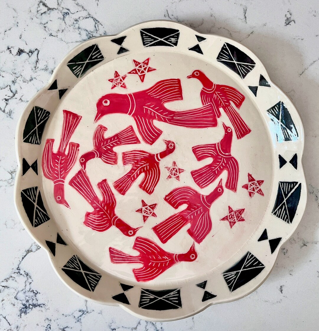 Vibrant SCALLOPED Edge PLATE Display / Dinner HANDMADE - Etsy