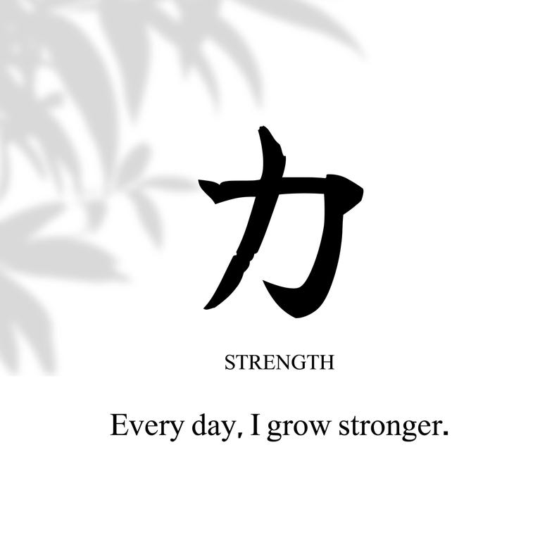 Kanji STRENGTH Printable Wall Art | Japanese Calligraphy Decor ...