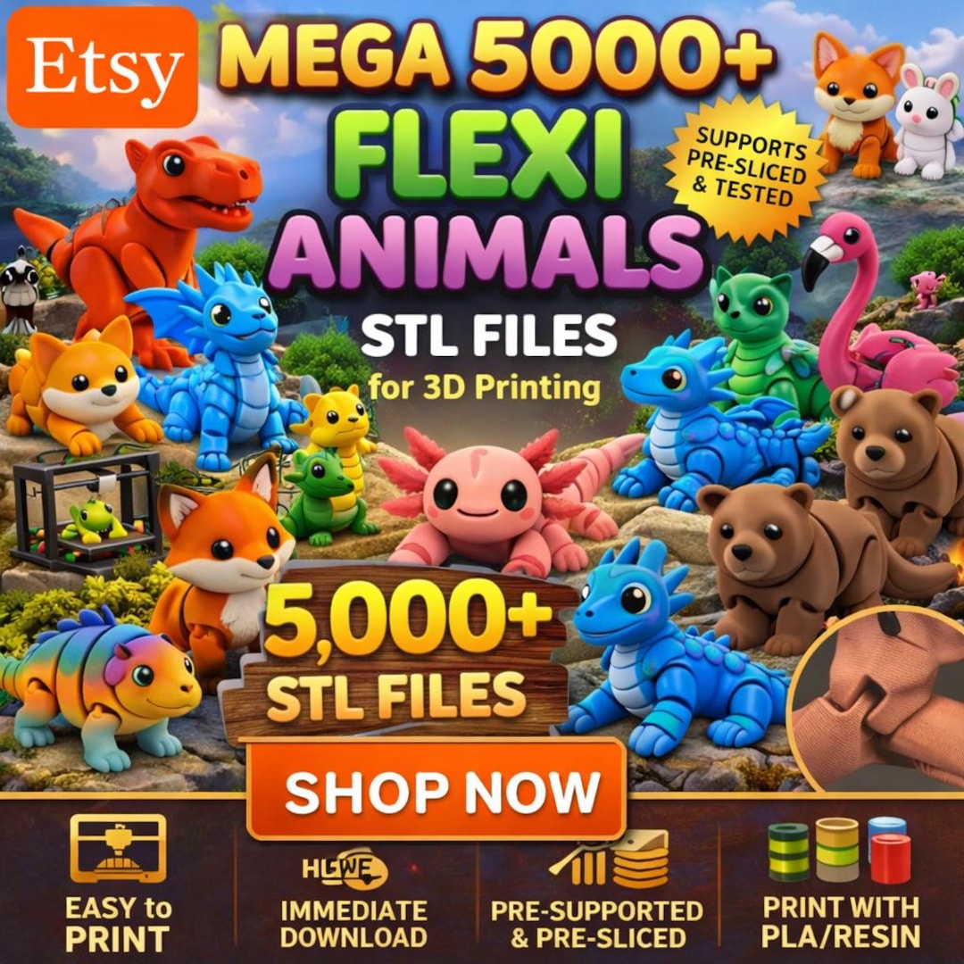 5000+ Flexi Animals 3D Print Bundle | Articulated STL 3MF Files | Print ...