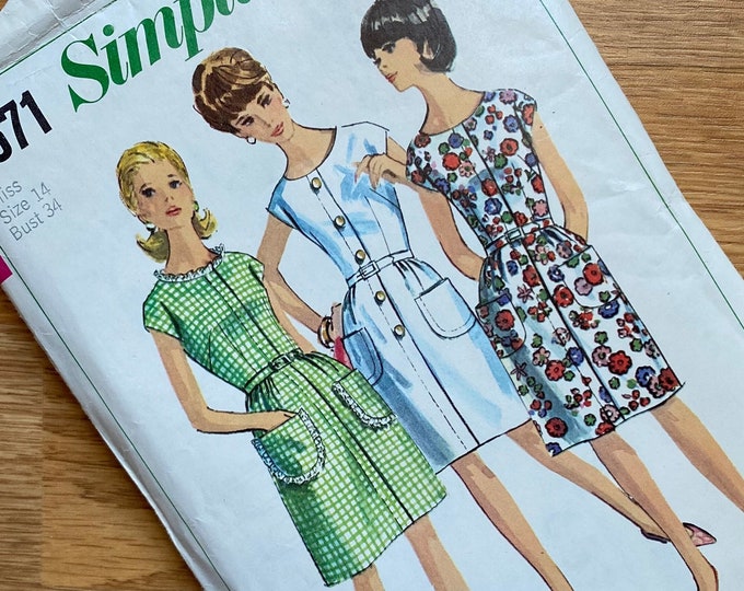 Simplicity 6571 1960s Pattern for Misses' Short Step-in Dress - Size 14 ...