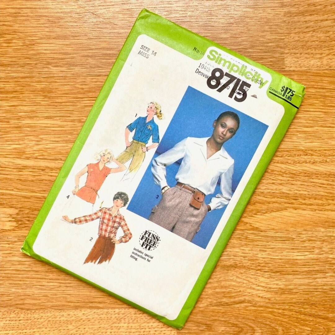 Simplicity 8715 1970s Pattern for Misses' Blouse & Tie Belt, Notched ...