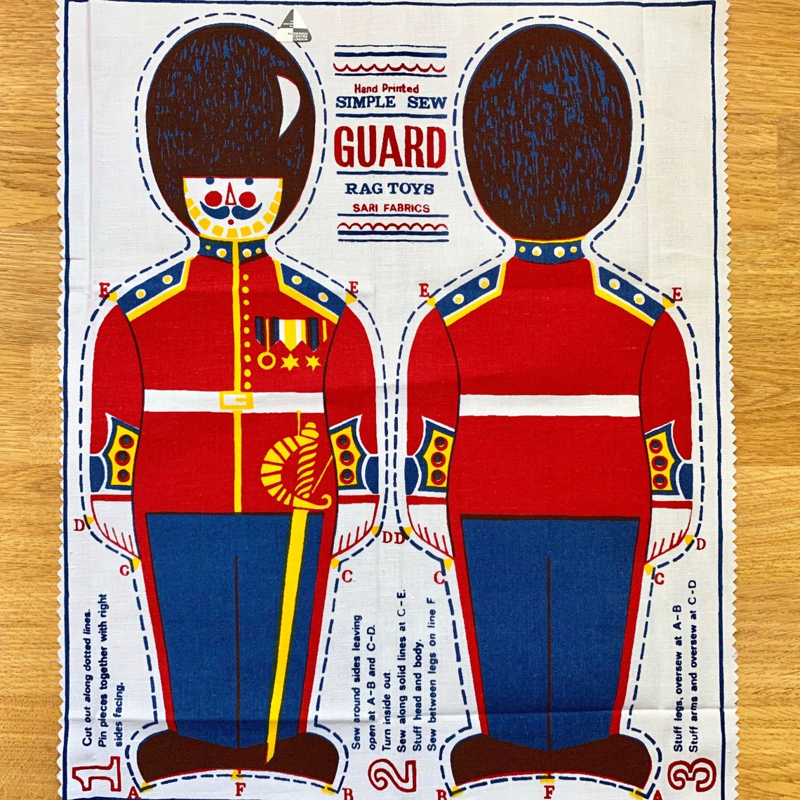 Vintage British Guard Rag Toy Cut & Sew Panel by Sari Fabrics, Hand ...