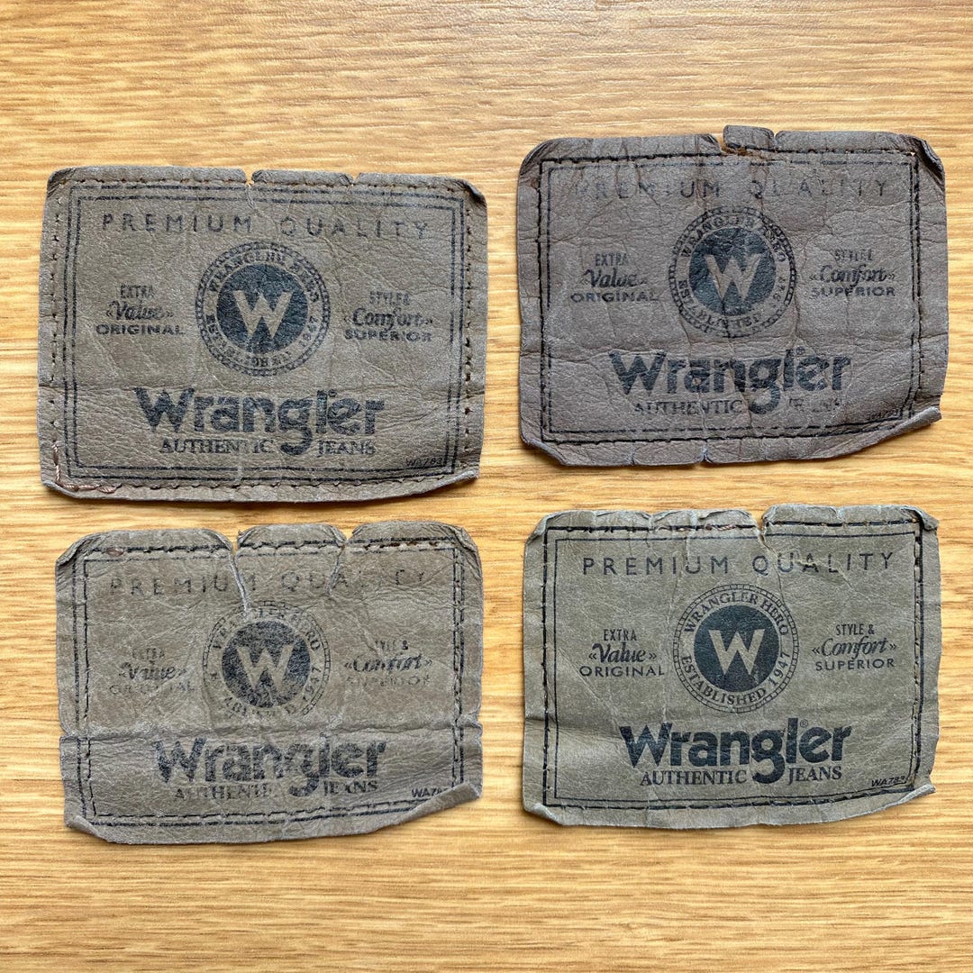 Salvaged Wrangler Jeans Leather Labels, Lot of 4 Patches From Back ...