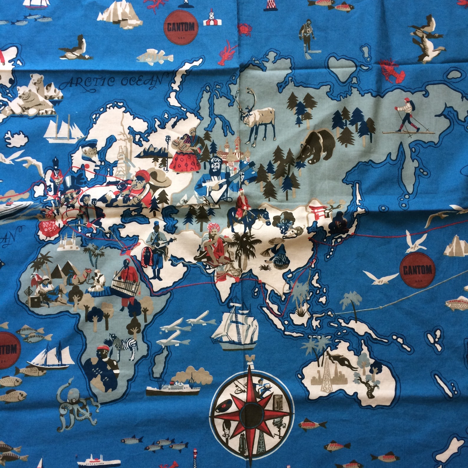 1990s World Map Apparel Fabric U.F.N. Textile Group for - Etsy