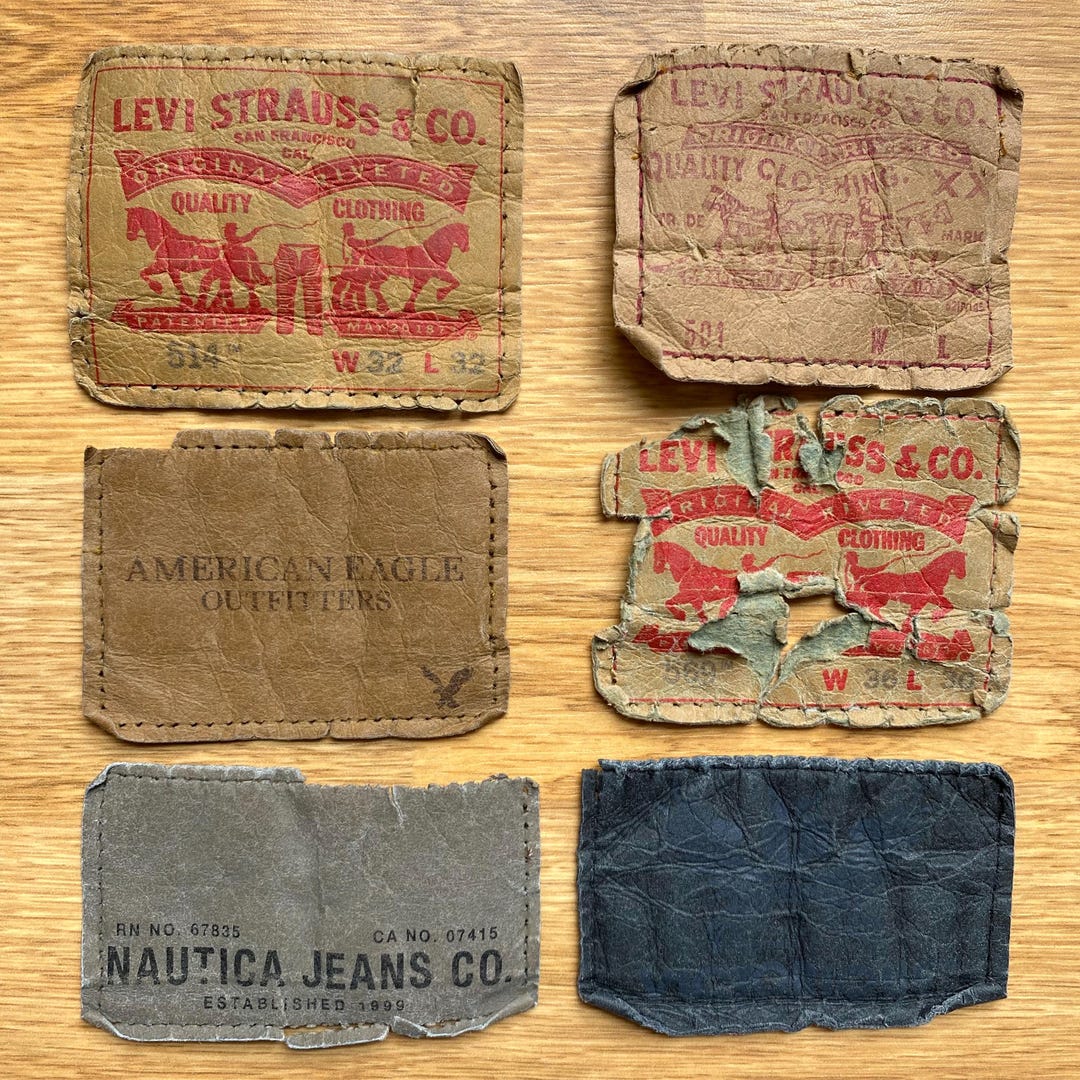 Salvaged Jeans Leather Waistband Labels, Levi's, American Eagle ...