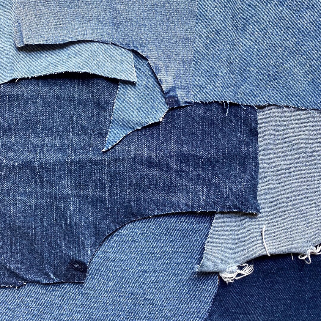 Reclaimed Denim Scraps, Medium Sizes From Salvaged Blue Jeans Pieces ...