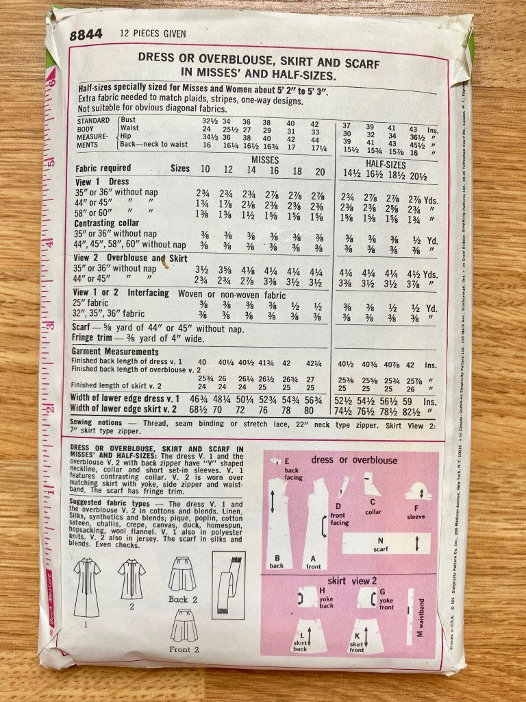 Simplicity 8844 1970s Pattern for Misses' Dress or - Etsy