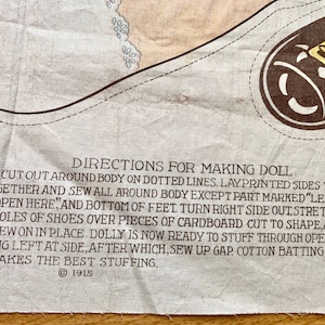 1915 My Big Dolly Cut & Sew Fabric Panel W/ Photorealistic Face - 1 ...