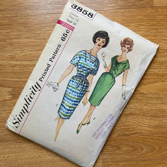 1960s Simplicity 3858 Pattern for Juniors' Wiggle Dress | Etsy