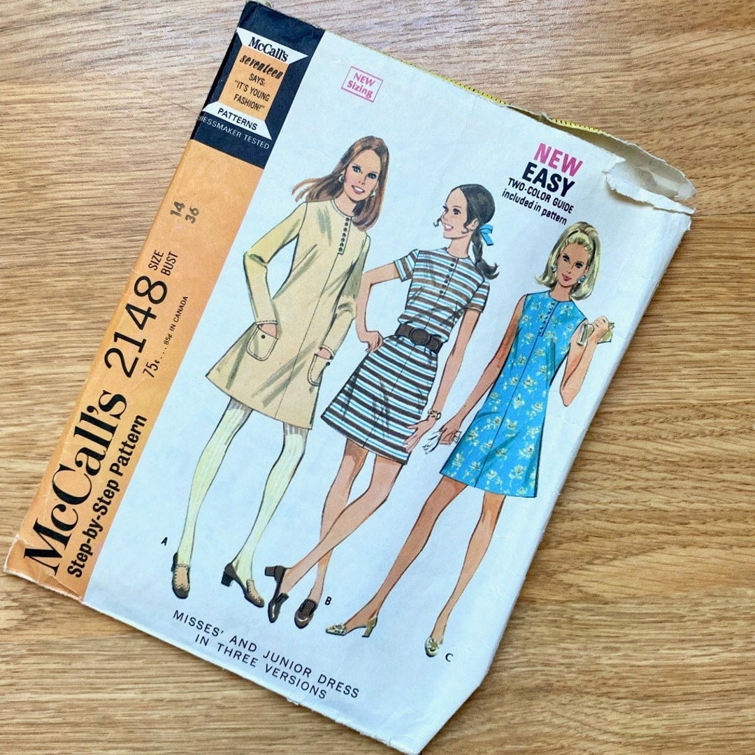Mccall's 2148 1960s Pattern for Misses' Fitted Dress W/ Front Button ...