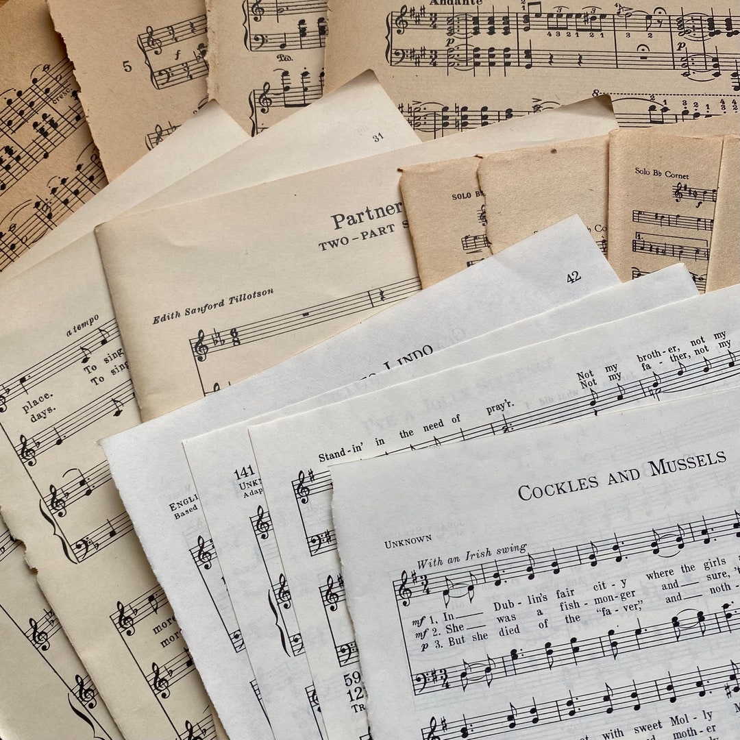 Vintage Sheet Music Assorted Bundle, 15 Pages, Vocal & Instrumental ...