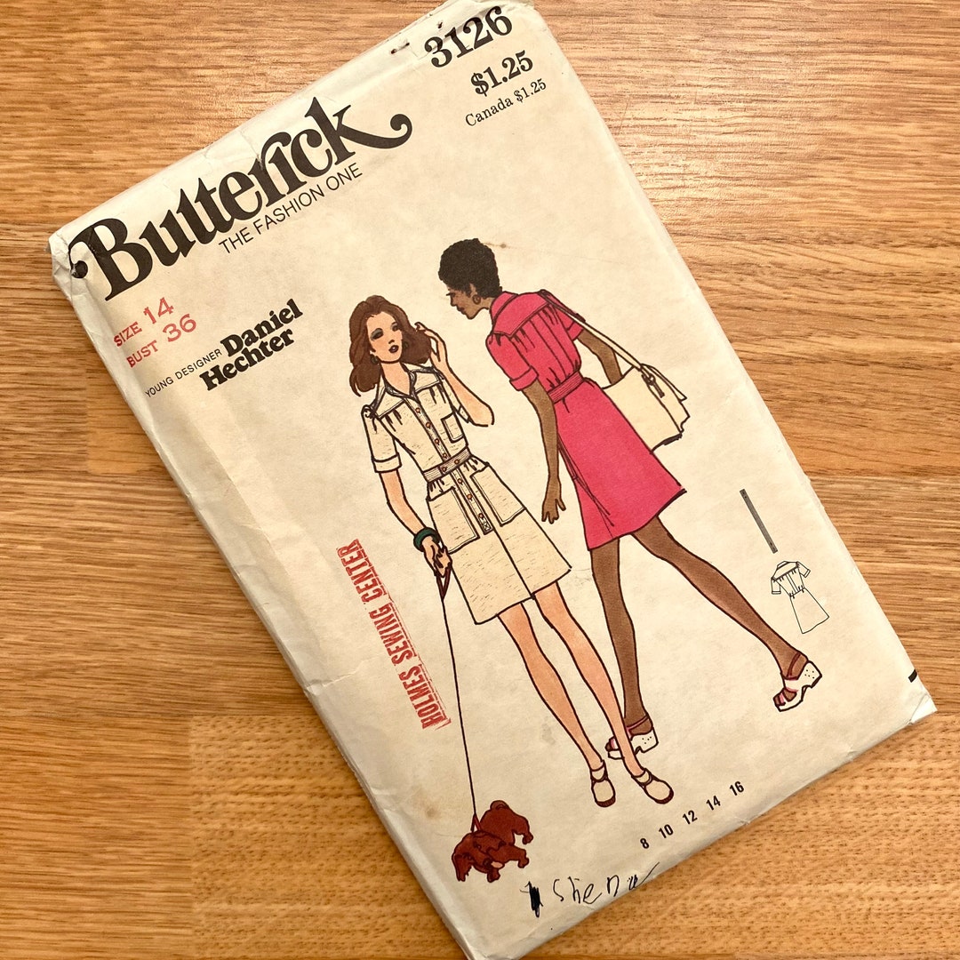 Butterick 3126 1970s Pattern for Misses' A-line Short Belted Dress ...