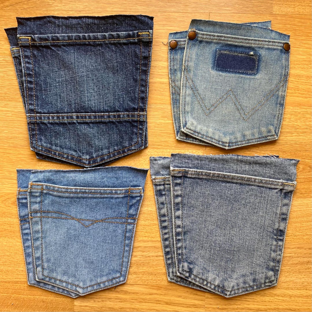 Denim Back Pockets, Reclaimed Blue Jeans Pieces, by the Matching Pair ...