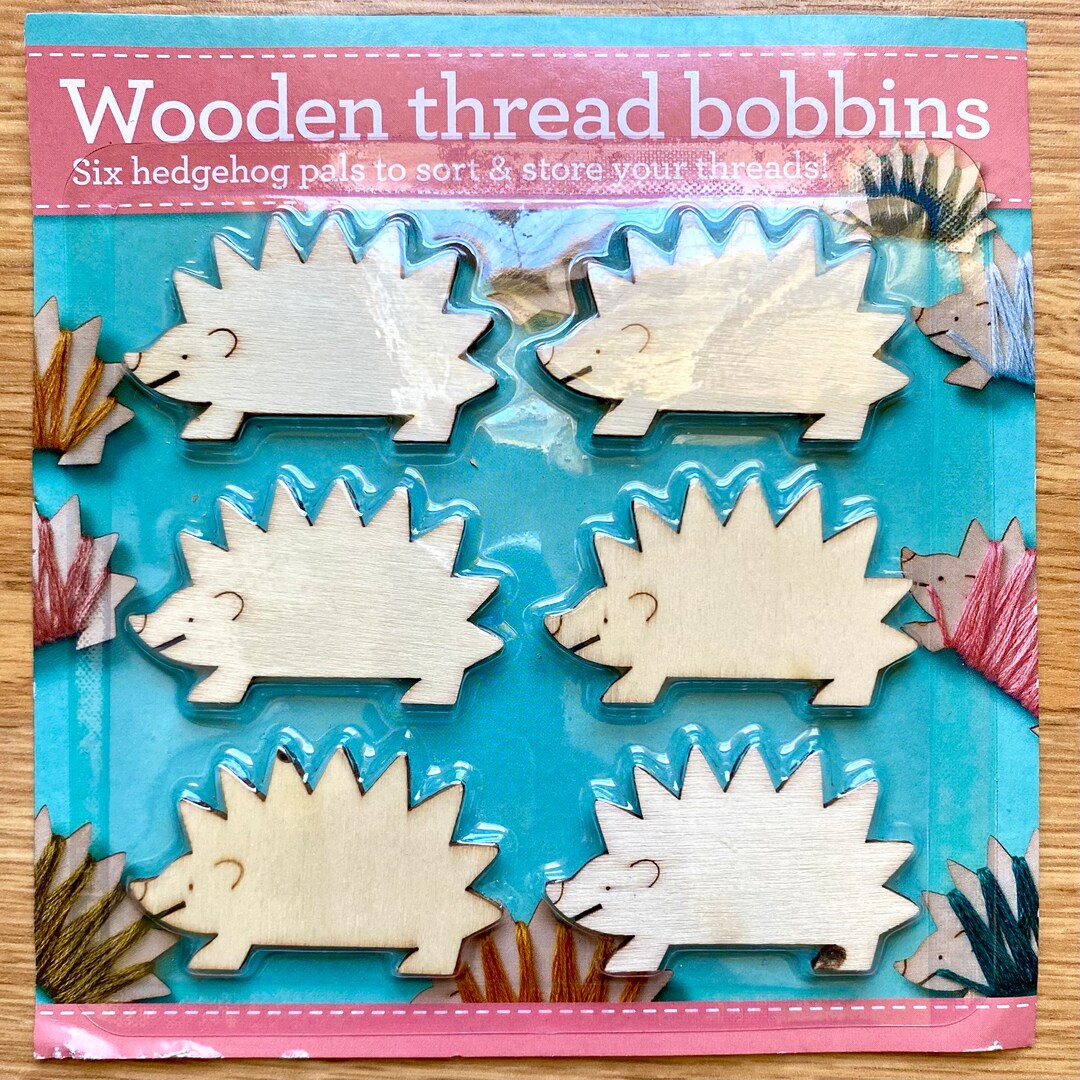 Hedgehog Wooden Thread Bobbins Set of 6, Floss Organizers for Hand ...