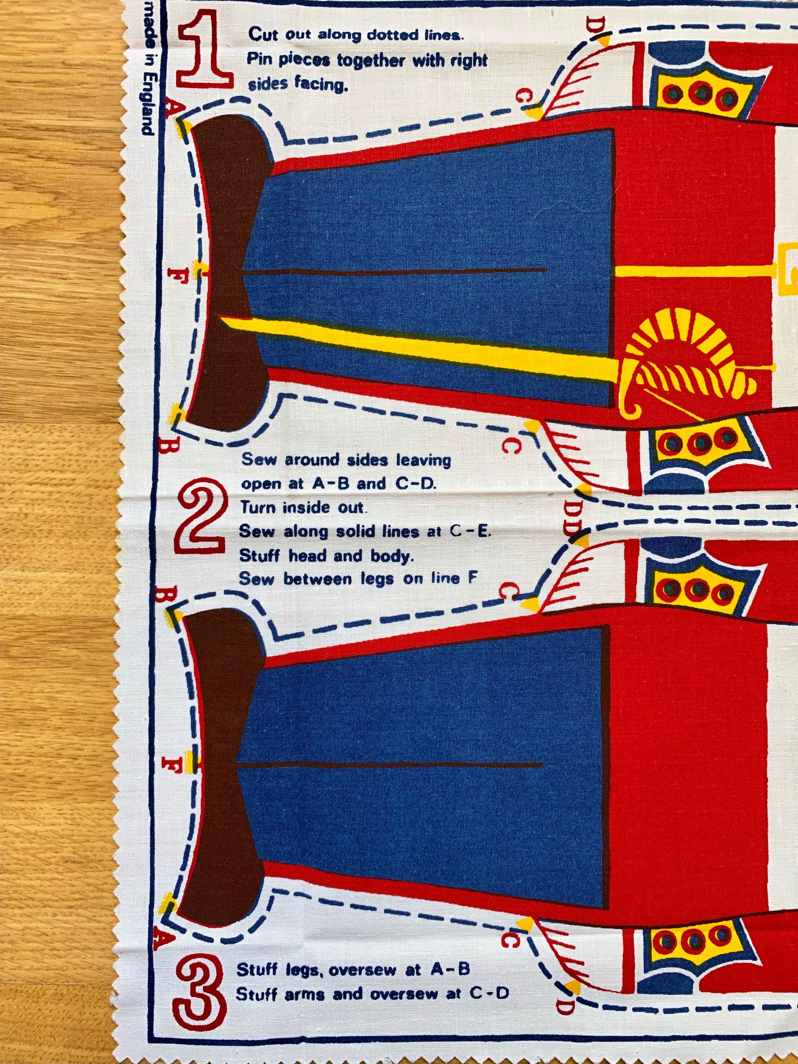 Vintage British Guard Rag Toy Cut & Sew Panel by Sari Fabrics, Hand ...