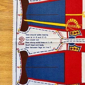 Vintage British Guard Rag Toy Cut & Sew Panel by Sari Fabrics, Hand ...
