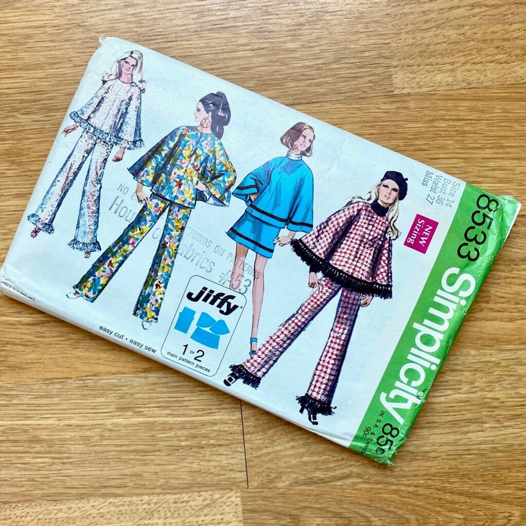 Simplicity 8533 1960s Pattern for Misses' Poncho, Mini Skirt & Pants ...