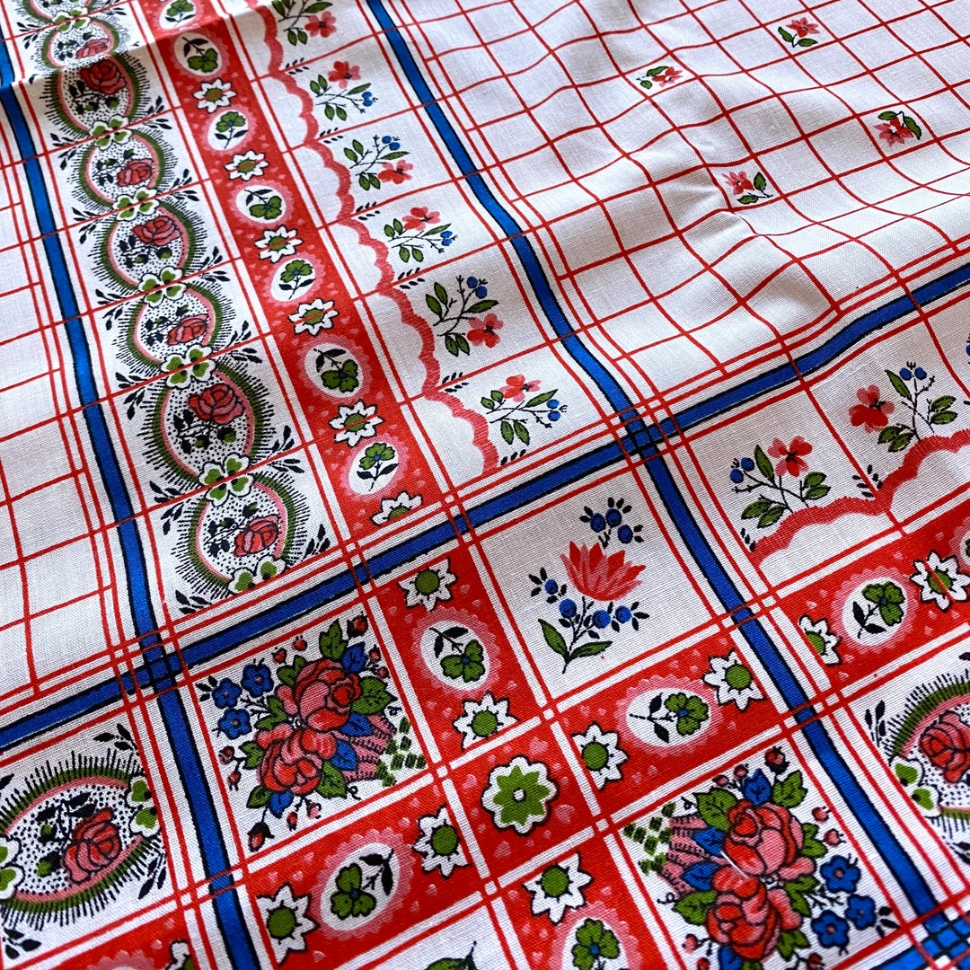 Vintage Traditional Red Floral Home Decor Cotton Fabric Yardage - Etsy