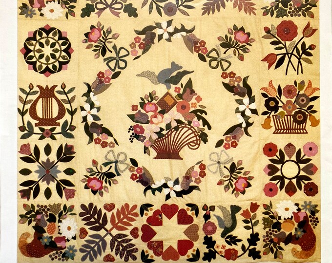 Vintage Kansas Album Quilt Pattern, Full-size Applique Patterns, 1980s ...