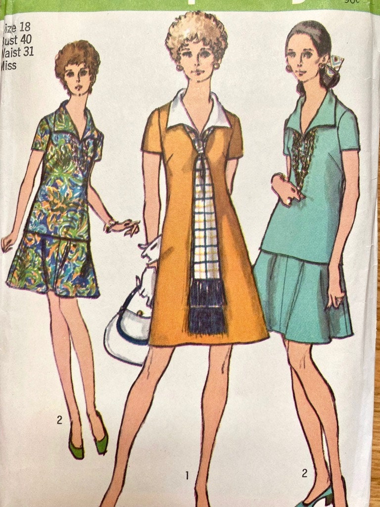 Simplicity 8844 1970s Pattern for Misses' Dress or Overblouse, Skirt ...