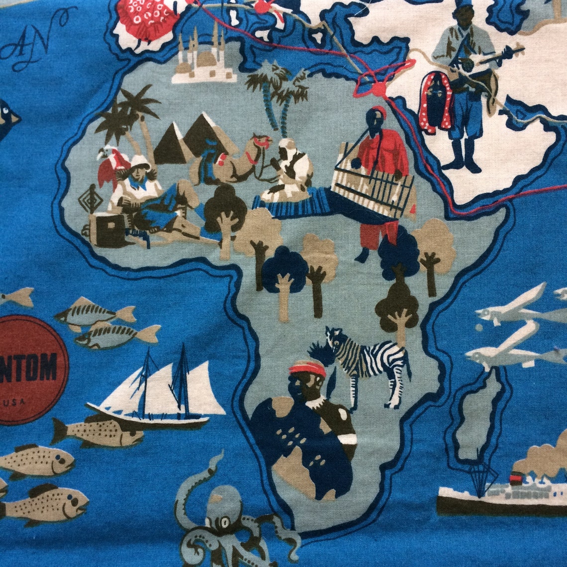 1990s World Map Apparel Fabric U.F.N. Textile Group for - Etsy