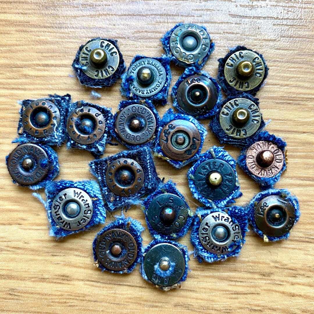 Denim Jean Rivets Lot of 20, Reclaimed Blue Jeans Pieces for Upcycling ...
