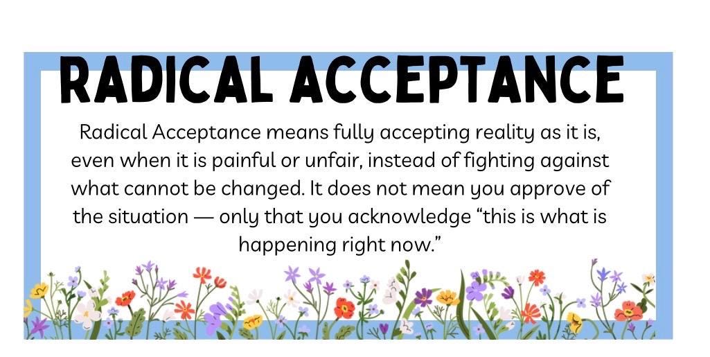 DBT Radical Acceptance Flashcards | Coping Skills Therapy Tool ...