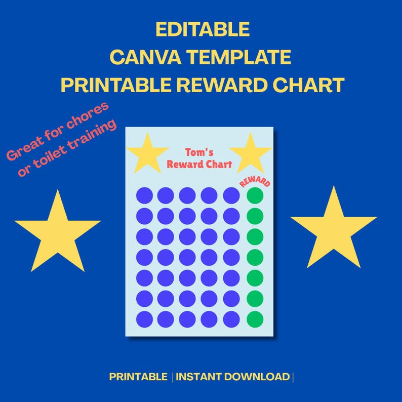 Personalised Kids Reward Chart | Star Behaviour Tracker (instant ...