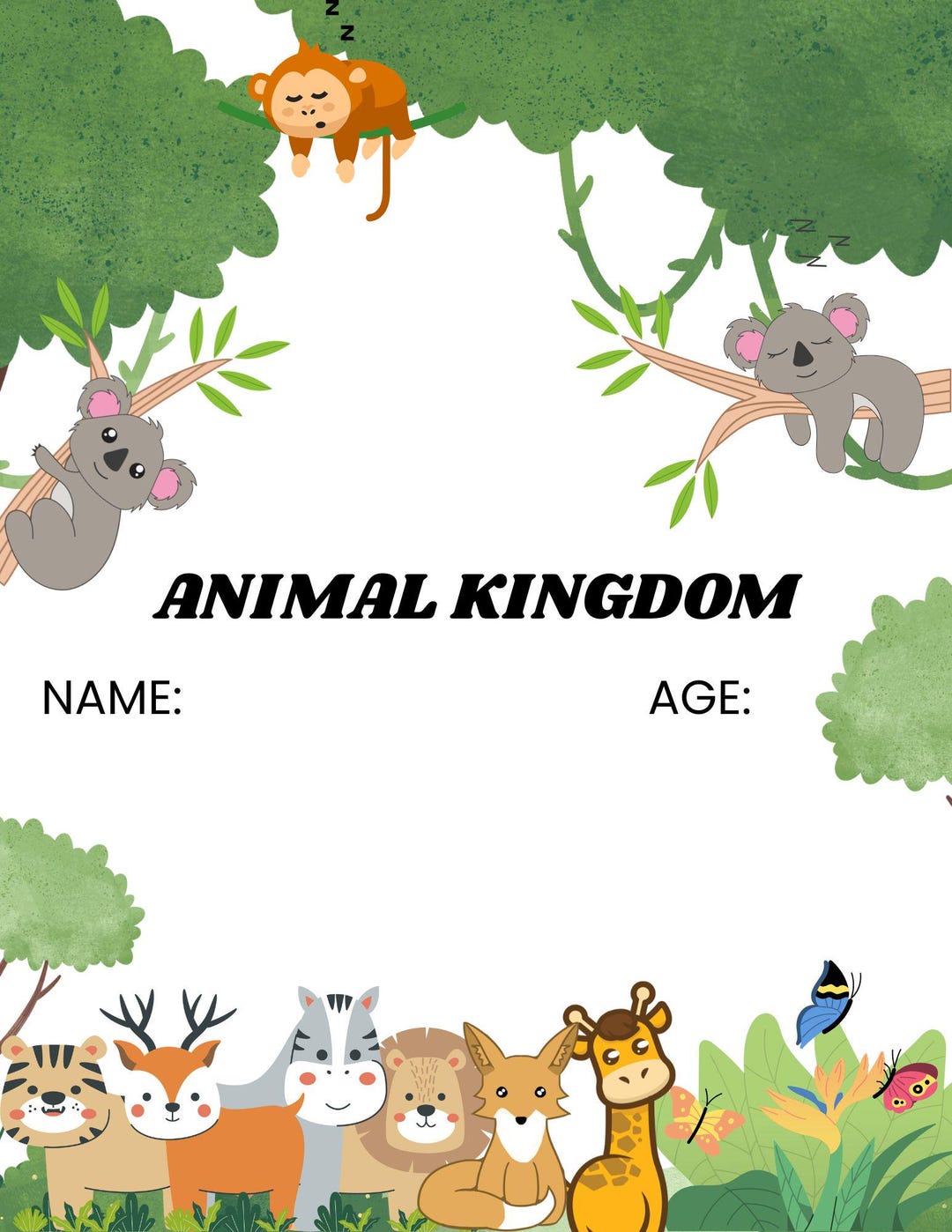 Coloring Sheets for Kids (animal Kingdom) - Etsy