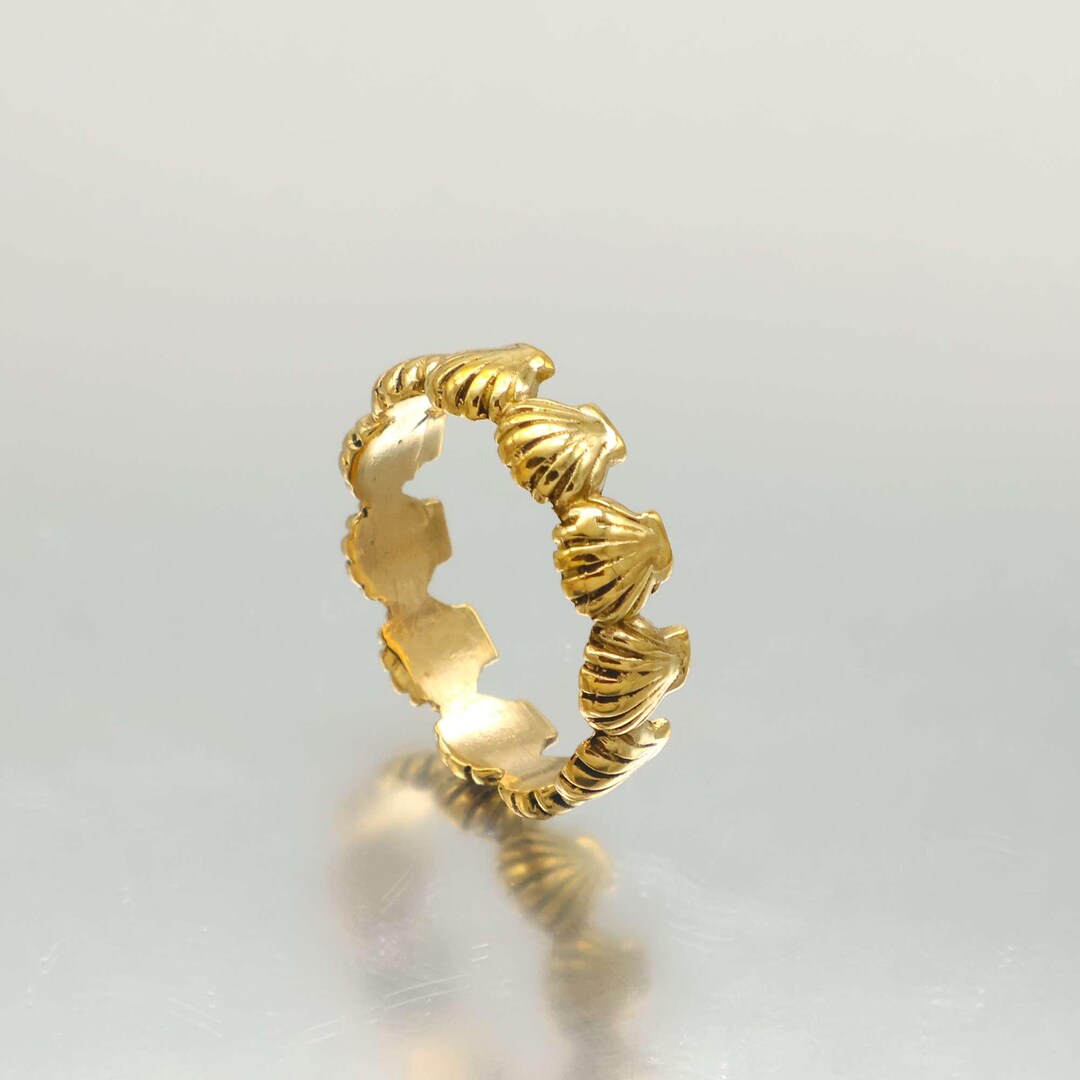 Gold Wavy Band Ring, Unique Gold Ring, Textured Gold Ring, Fashion ...