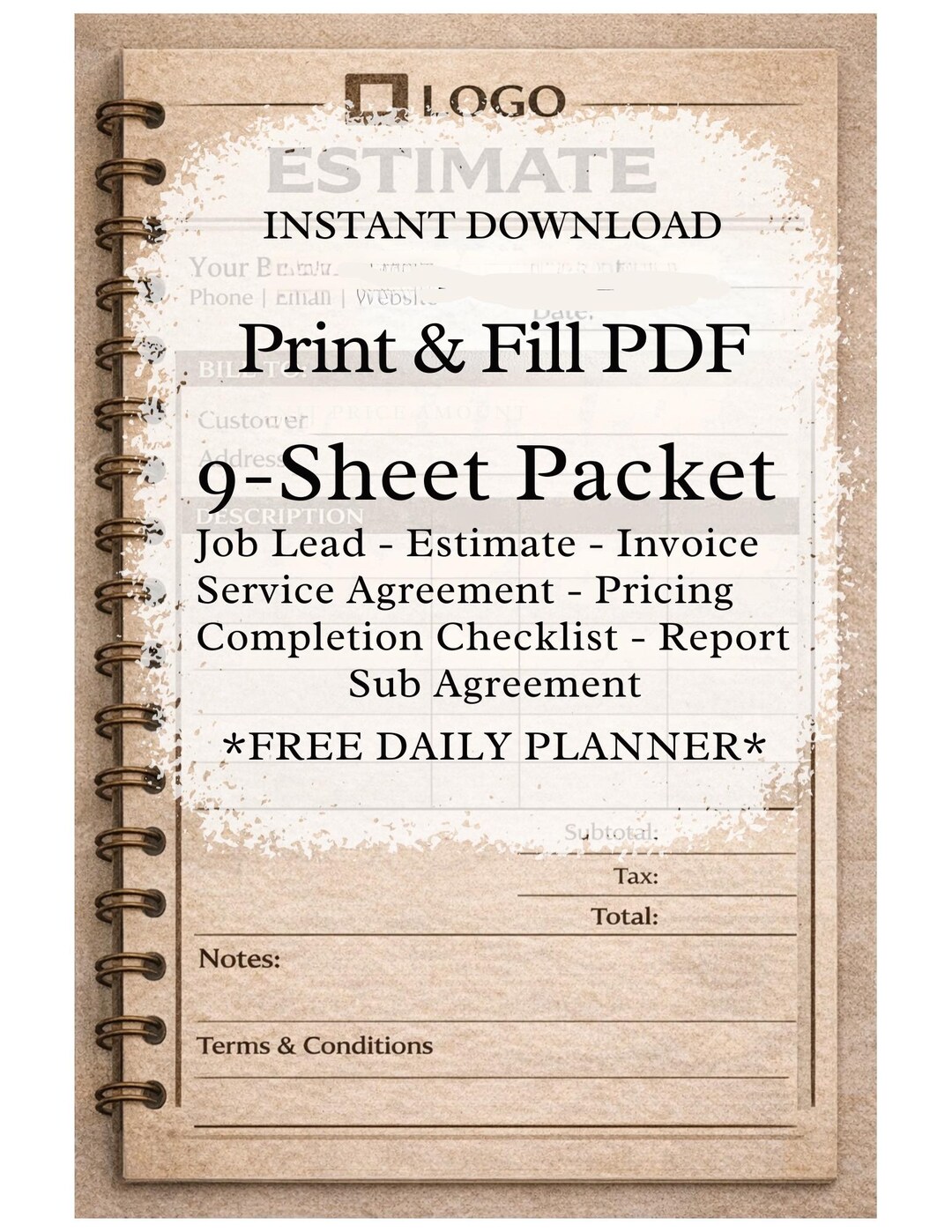 Contractor Forms Bundle – Printable Business Templates (PDF Instant ...