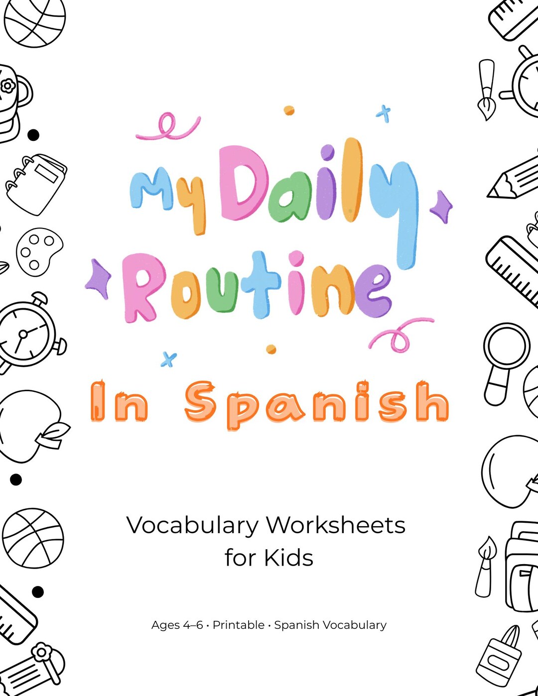 Spanish Daily Routine Worksheets | Kids Ages 4-6 (printable PDF) - Etsy