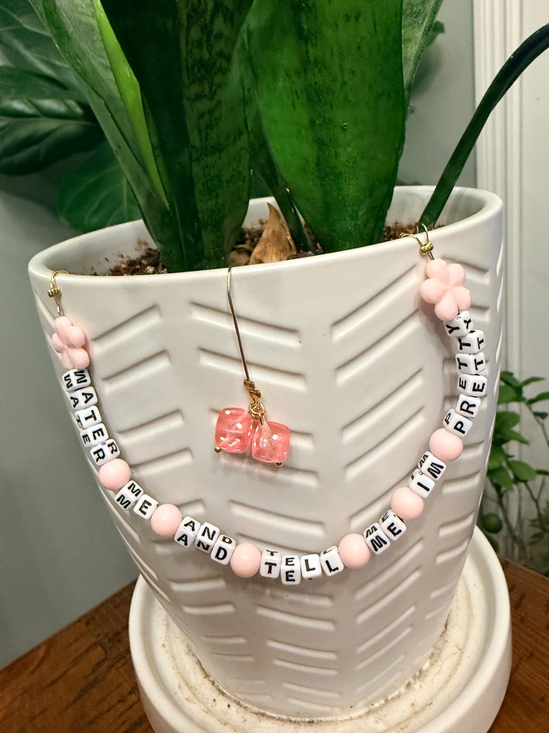 Plant Dangle: Stone and Dice Charm for Plant Lovers - Etsy