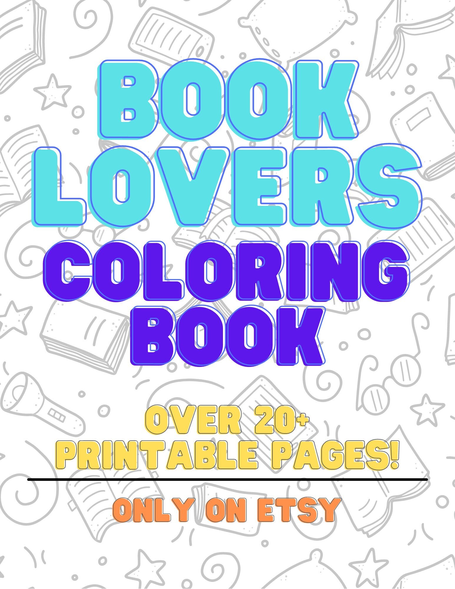 Printable Coloring Sheets, Coloring Book, Book Lovers - Etsy