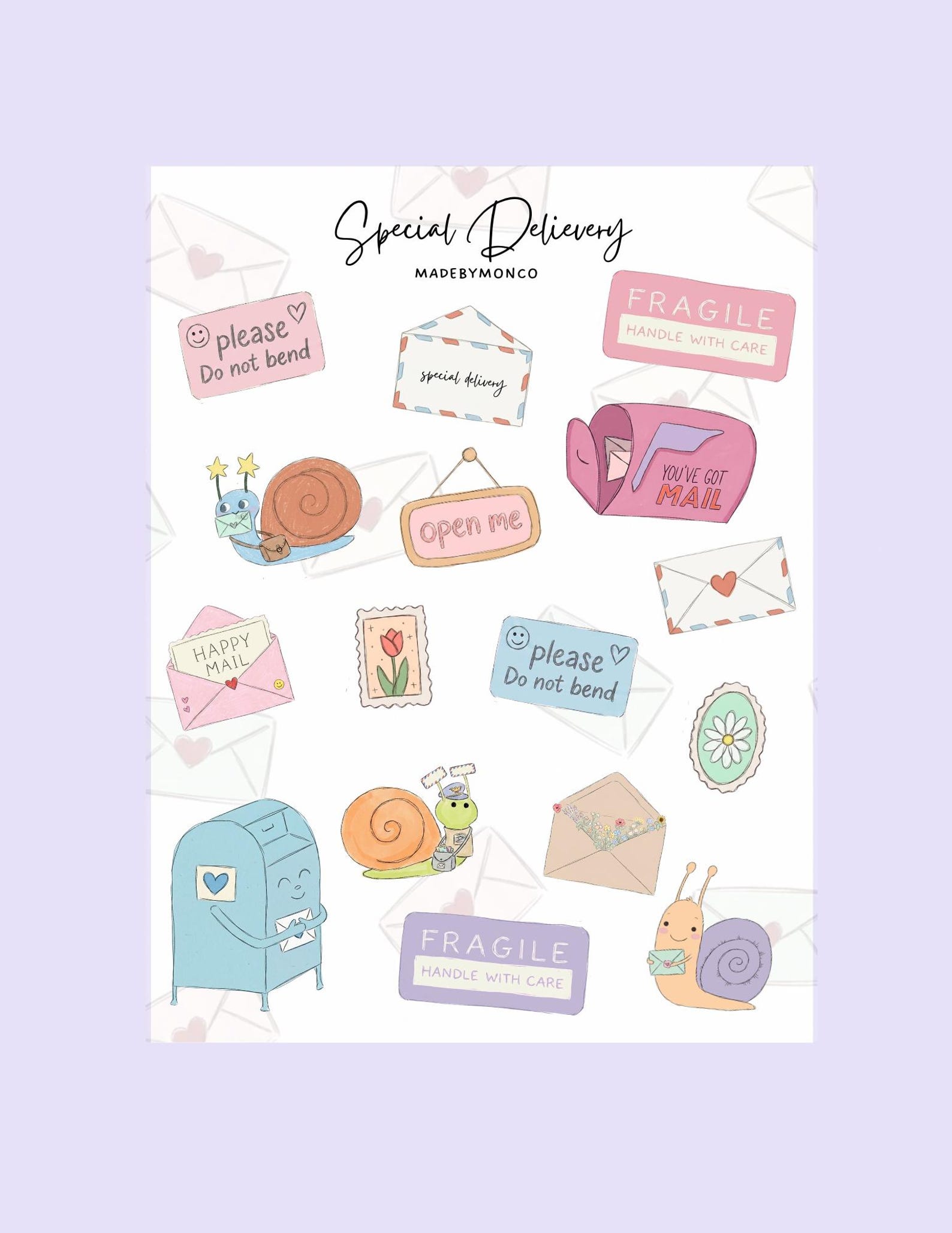 Mail Sticker Sheet | Envelope & Snail Mail Planner Stickers | Pen Pal ...