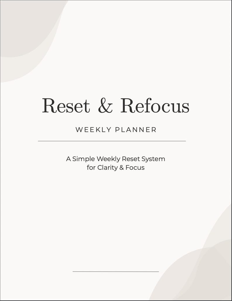 Weekly Reset Planner | Undated, Minimalist Design (PDF Format) - Etsy