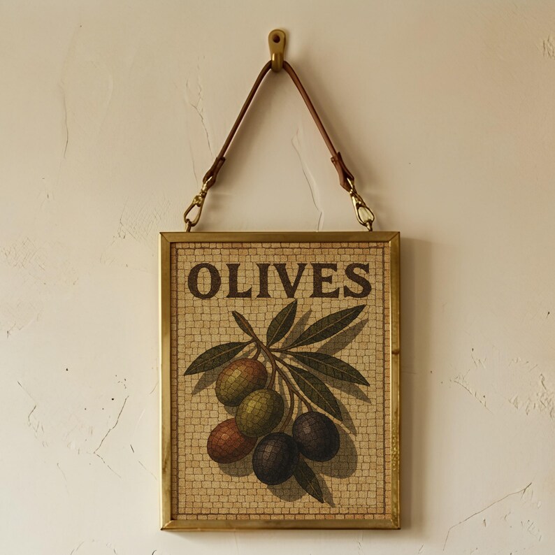 Vintage Olive Kitchen Wall Art, Tuscan Olive Branch Digital Download ...