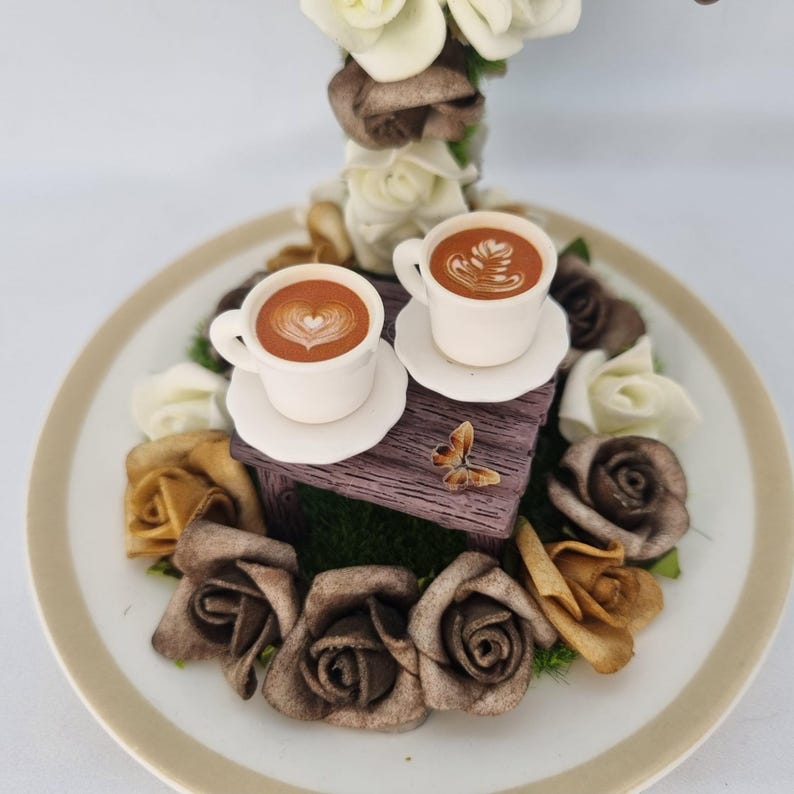 Floating Teacup Coffee Lover Gift – Handmade Floral Decor, Unique Home ...