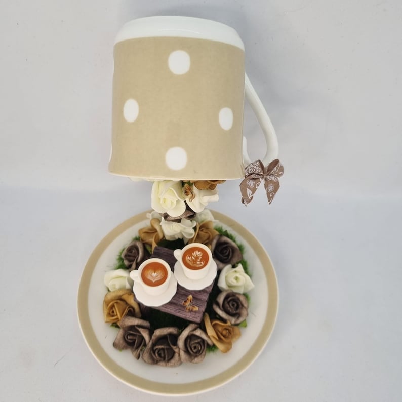 Floating Teacup Coffee Lover Gift – Handmade Floral Decor, Unique Home ...