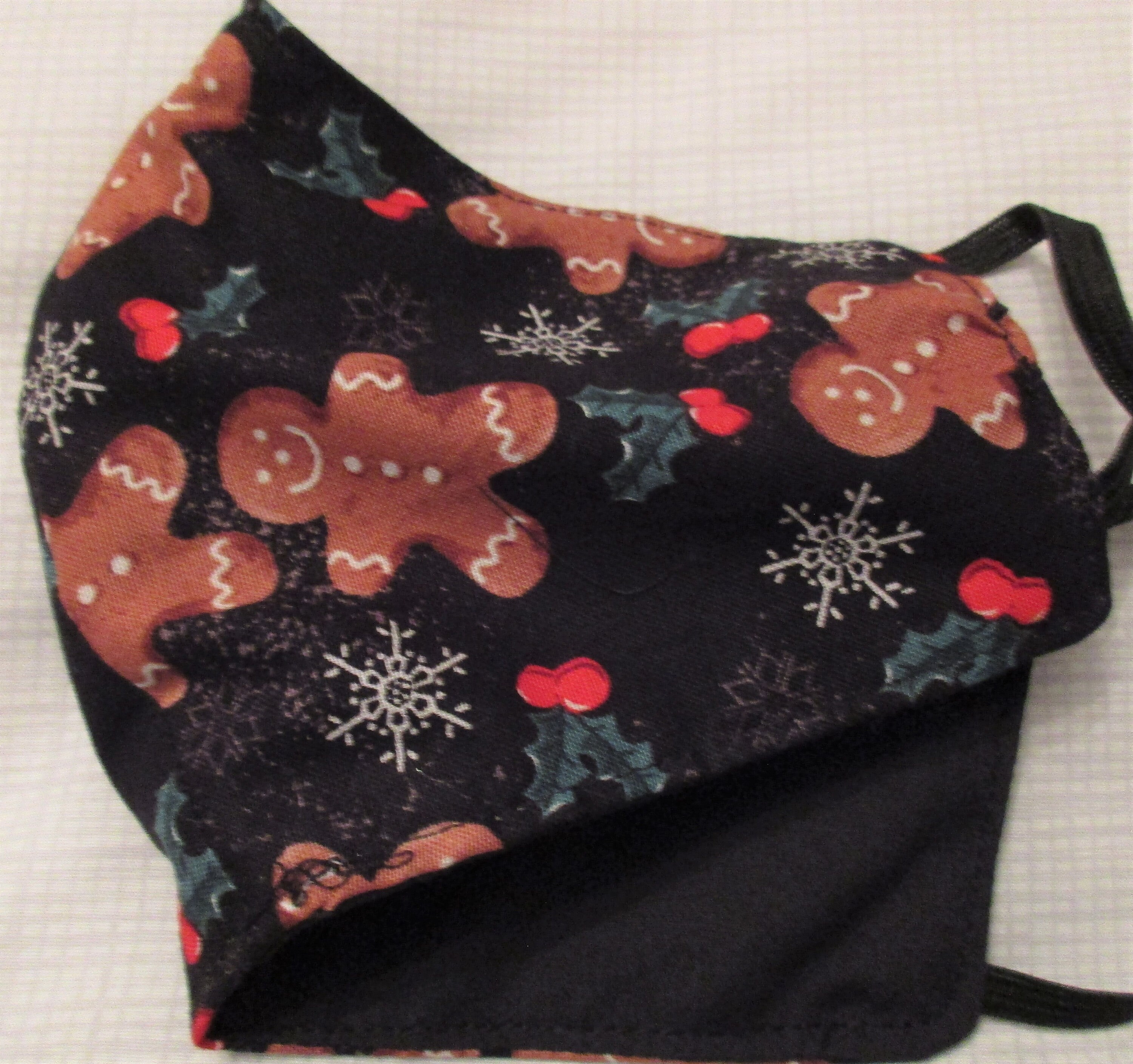 Face Mask Medium Black Gingerbread Man Holiday Around the Ears - Etsy UK